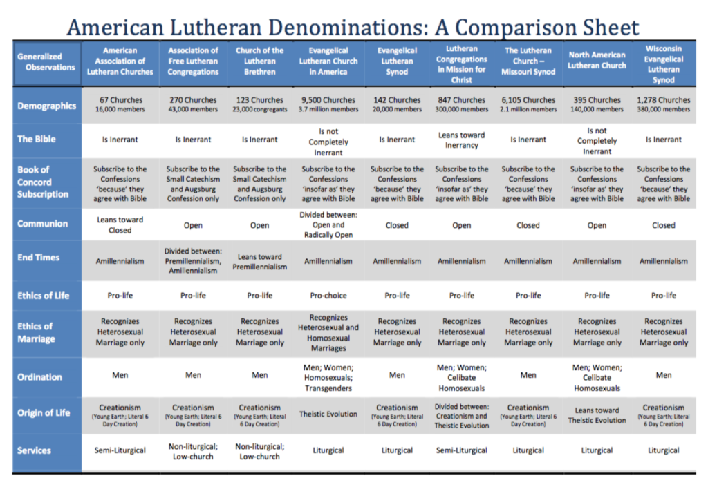 What do Lutherans believe? (comparison chart) | Naomi's Table Bible Studies